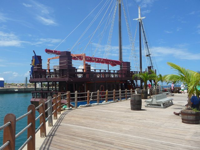 Marina with yachts and jetty as filming location on Caribbean islands